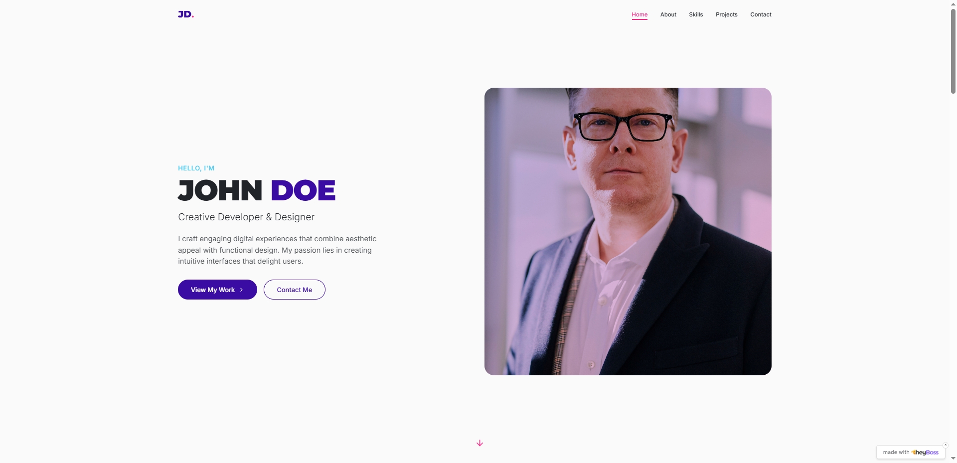 John Doe | Creative Developer - Heyboss AI